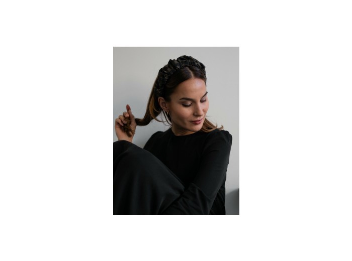 HEADBAND HELSINKI ATELIER RUFFLED BLACK/BROWN - Gauhar Helsinki